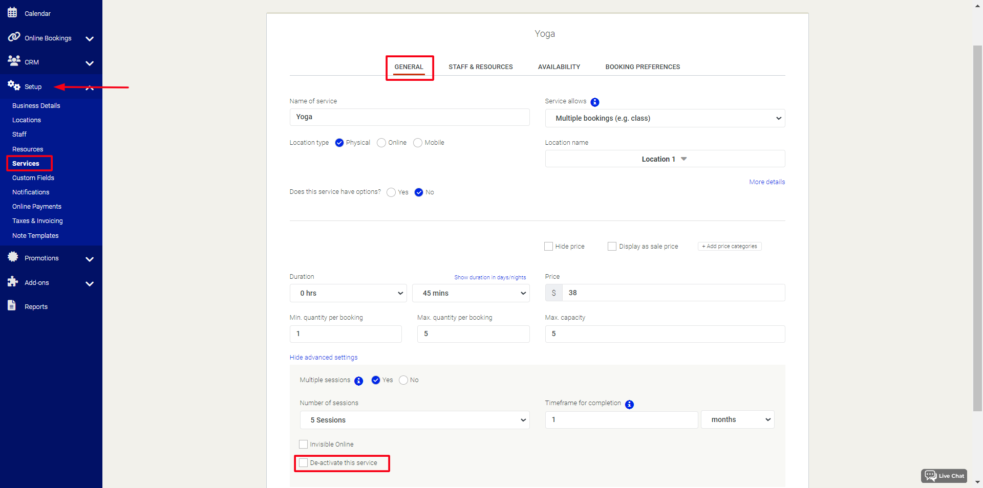 How to delete a service?